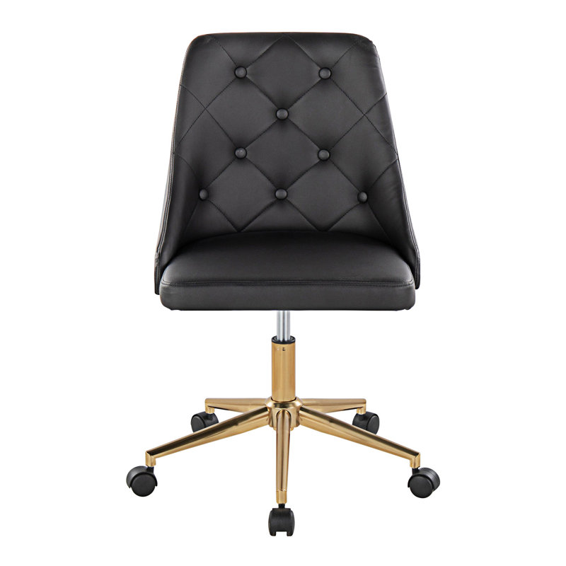 Everly Quinn Marche Contemporary Swivel Task Chair With Casters In Gold Metal Wayfair